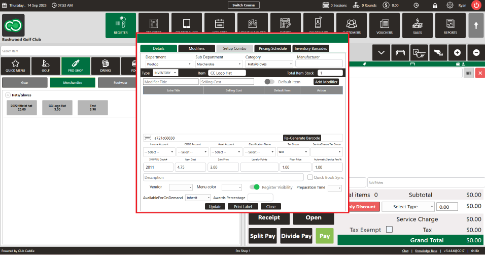 Register : Change item color Register : Change item color