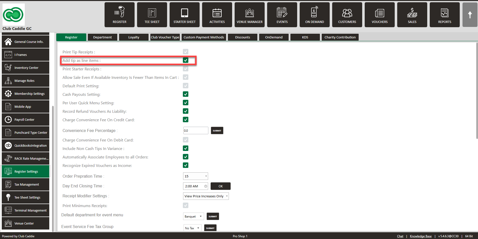 Register : Add Tip as Line Item