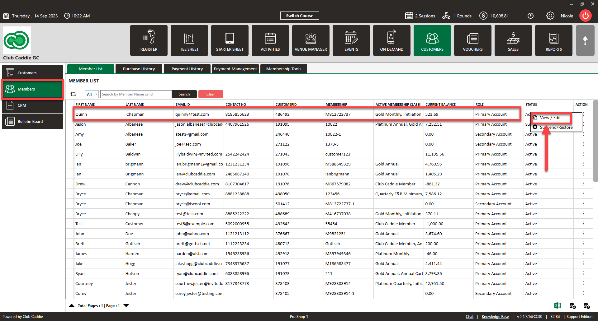 Members : Member Ledger