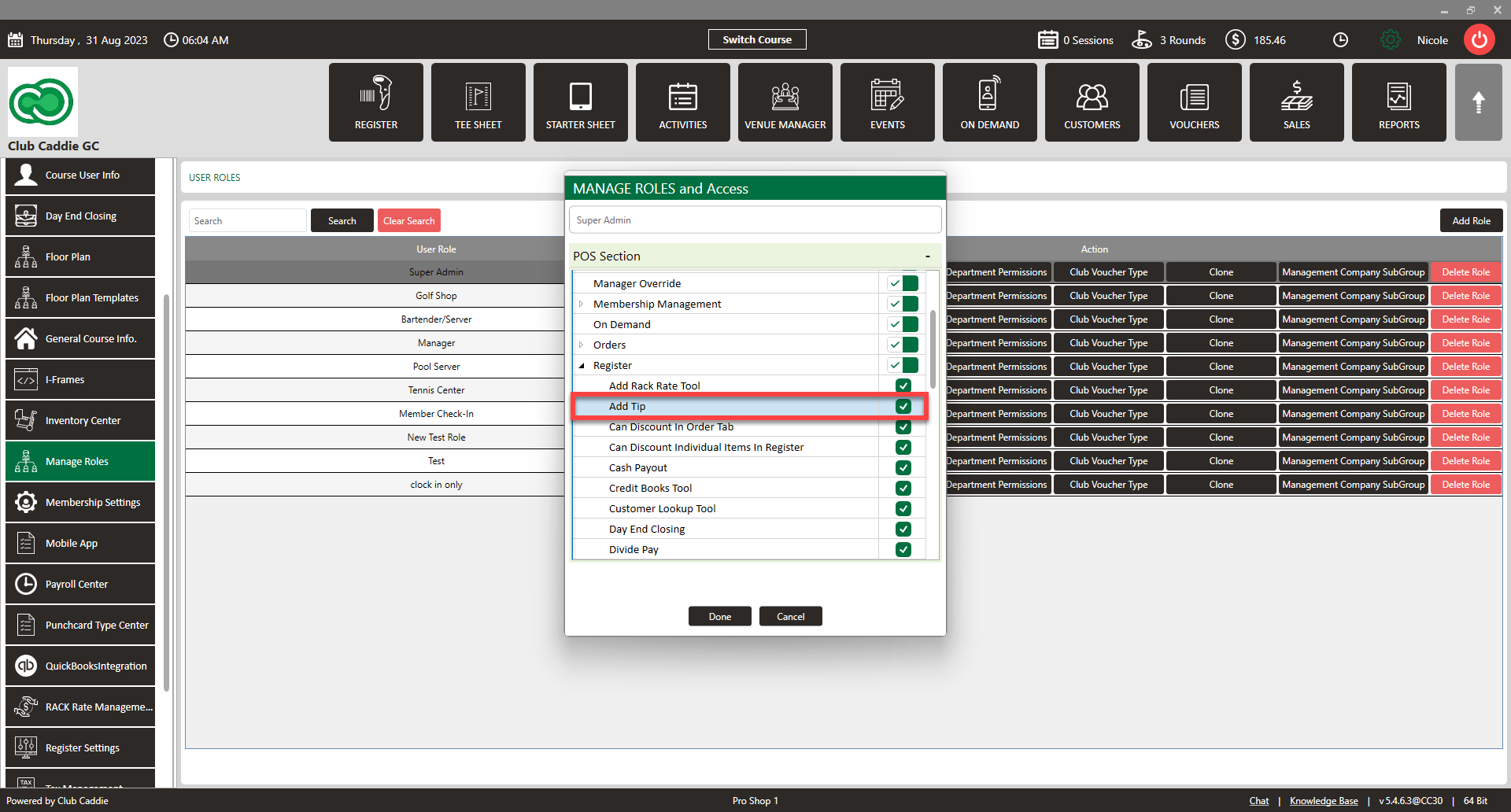 Register : Add Tip as Line Item