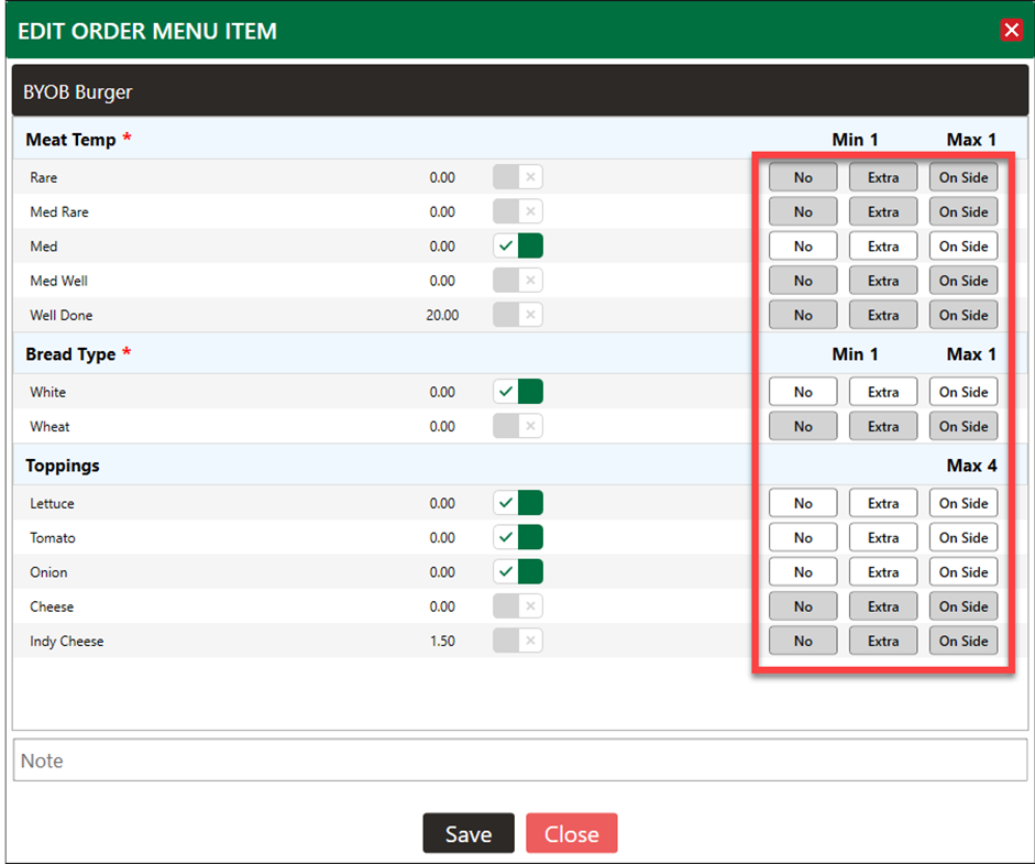 Settings : Inventory Modifiers