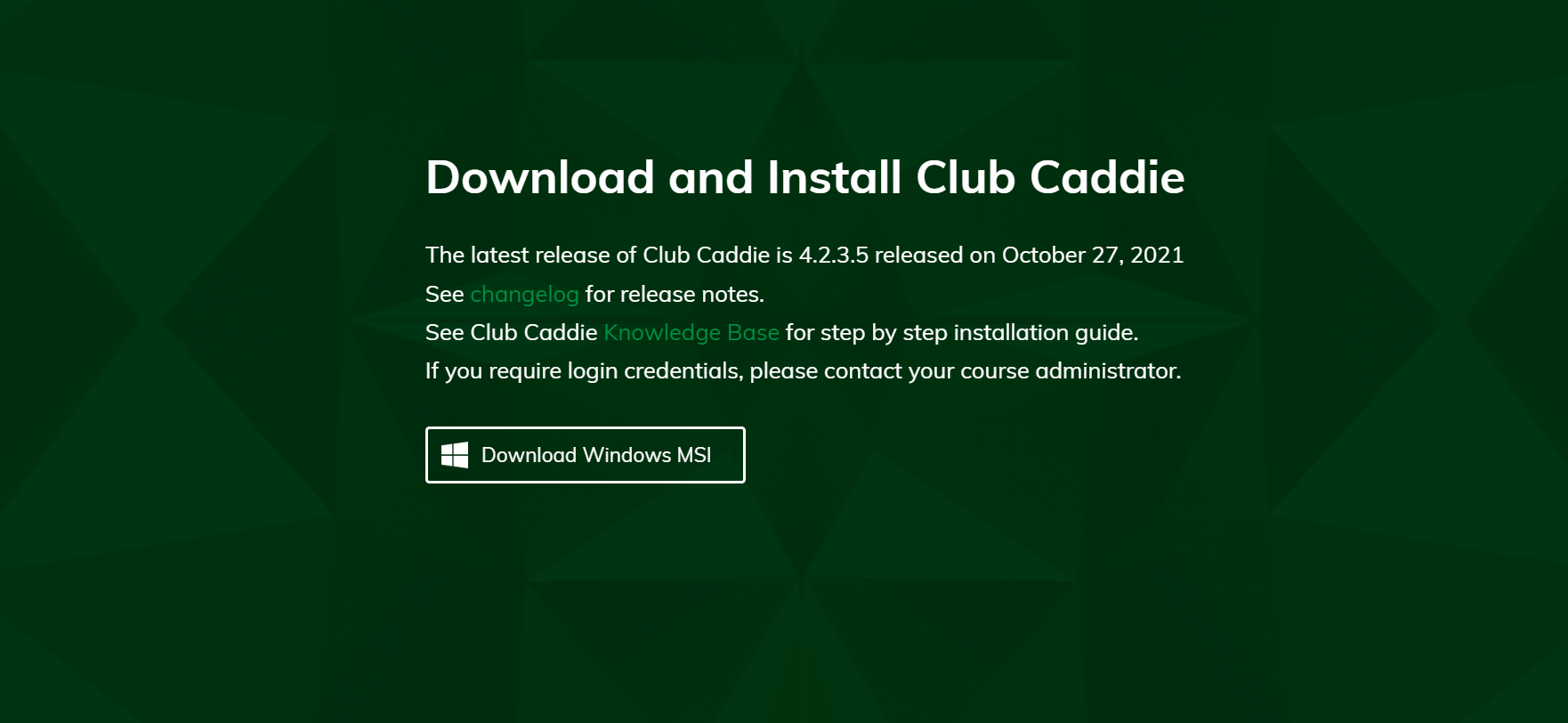 General : Downloading Club Caddie