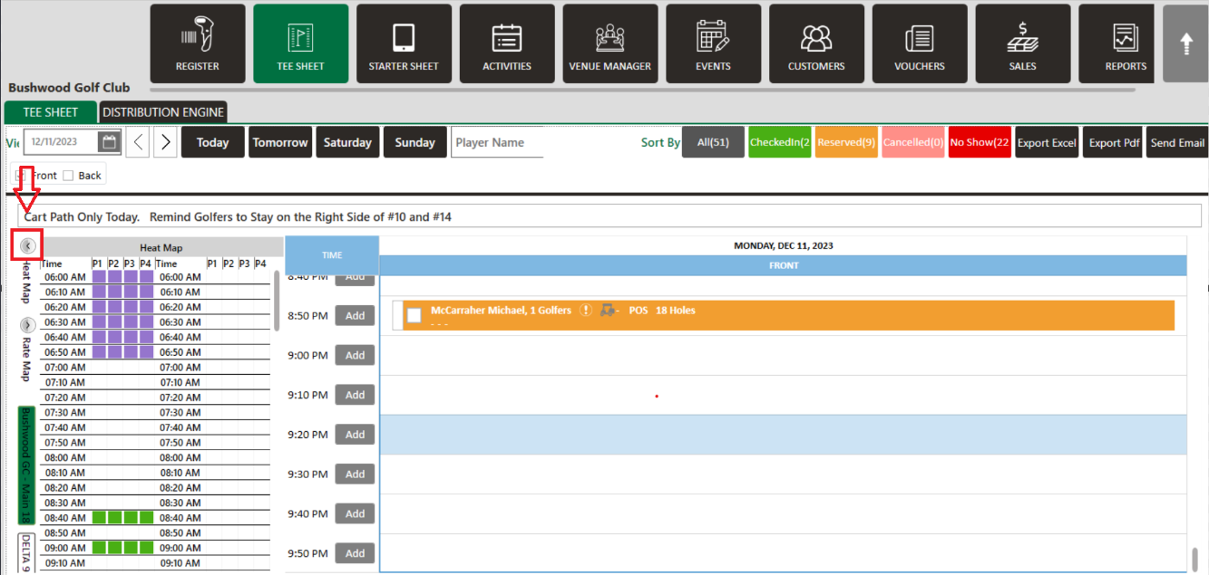 Tee Sheet : Heat Map