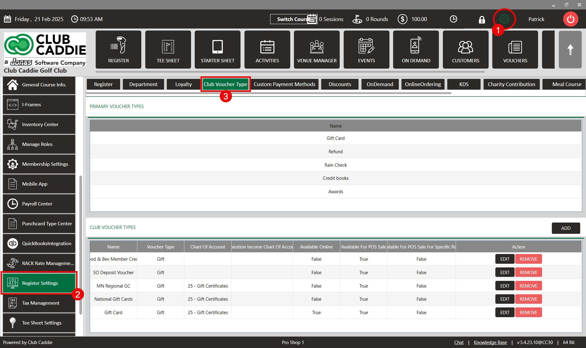 Settings : Club Voucher Type Creation