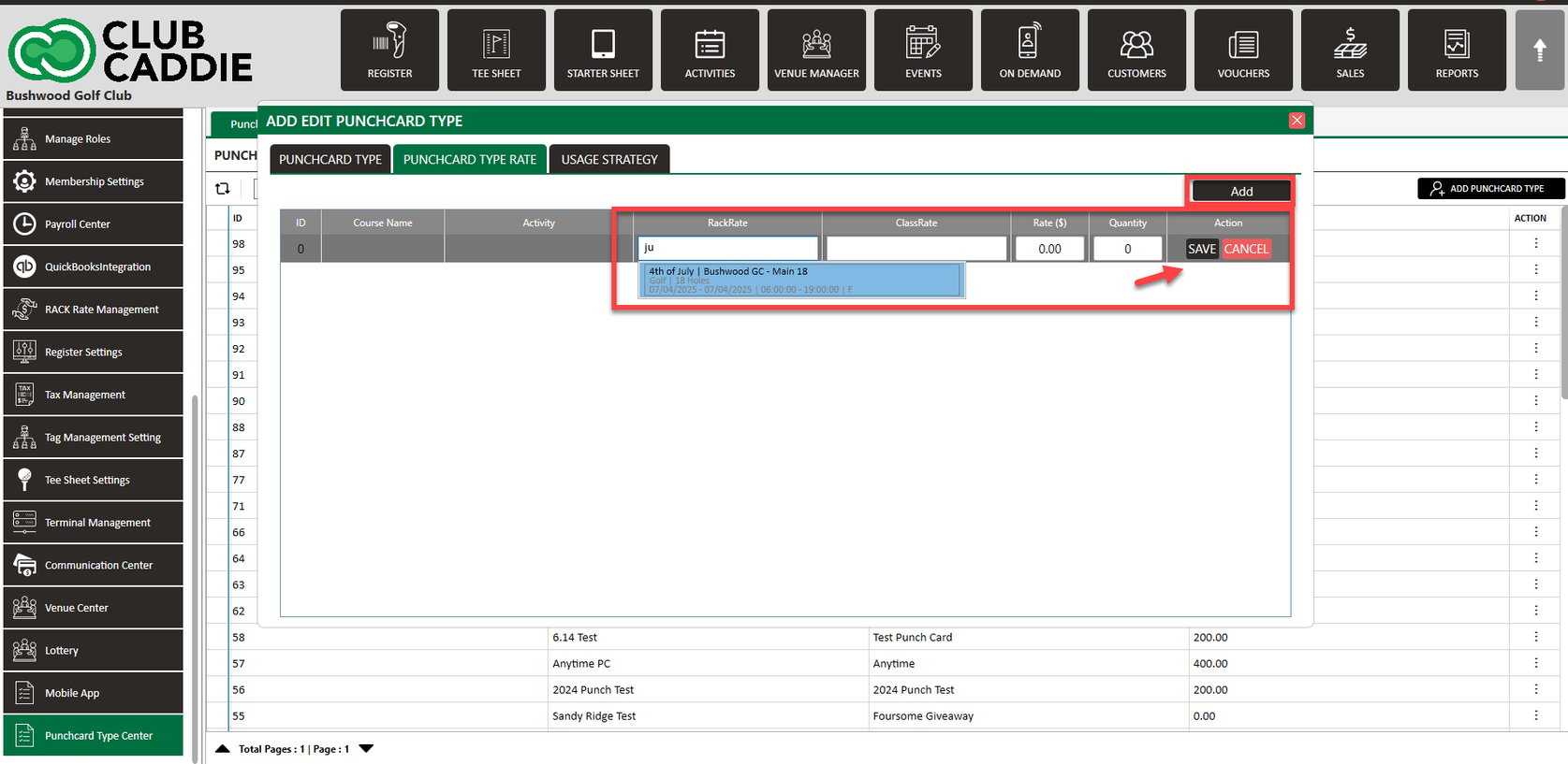 Settings : Creating a Punch Card