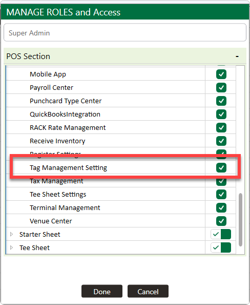 SETTINGS: TAG MANAGEMENT