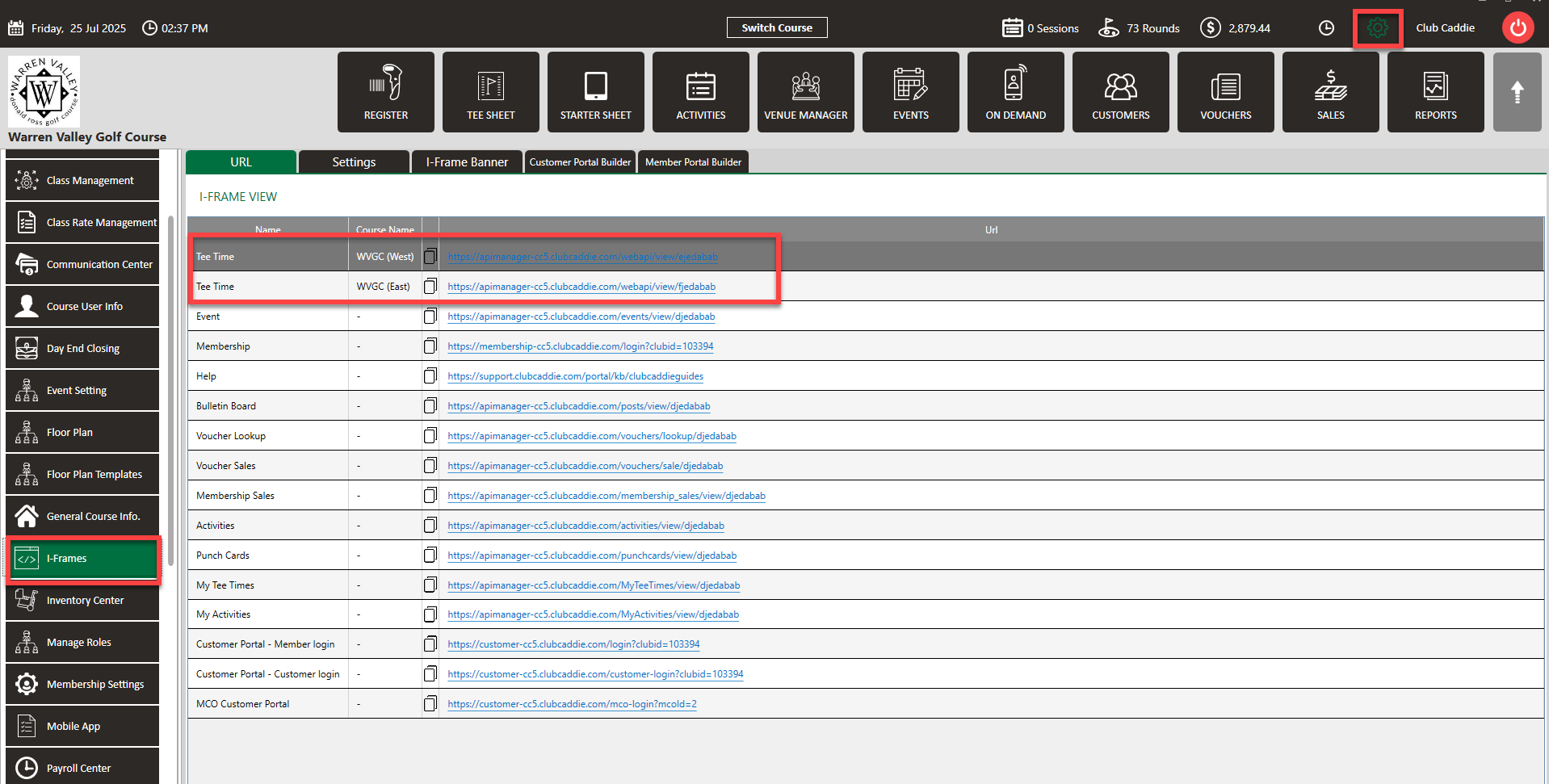 Tee Sheet: Google Bookings