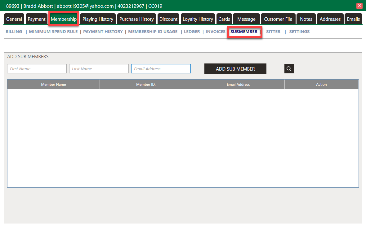 Members : Creating or Removing Sub-Members