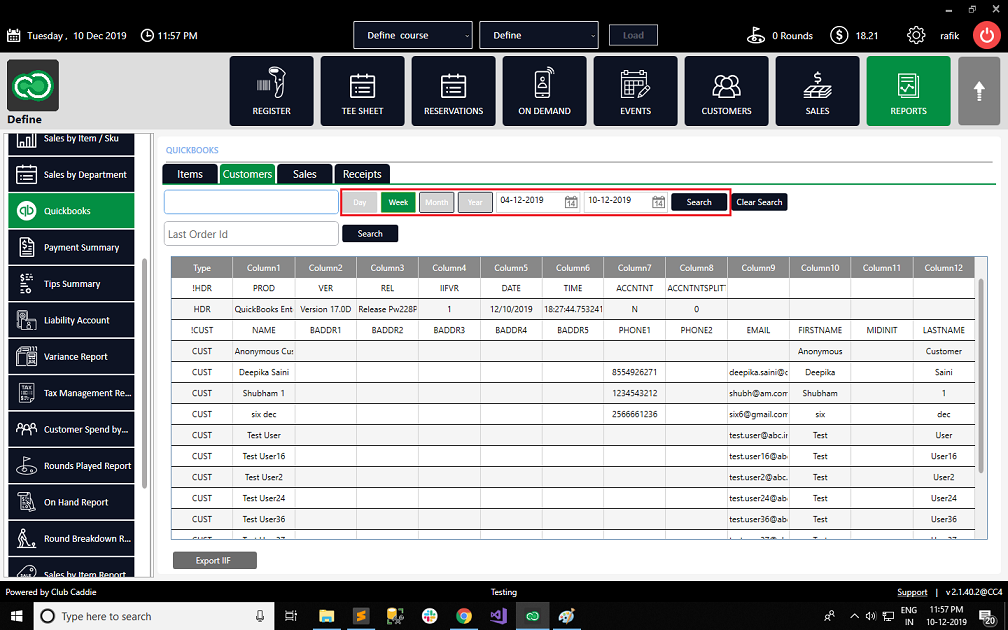 Reports : Quickbooks Report